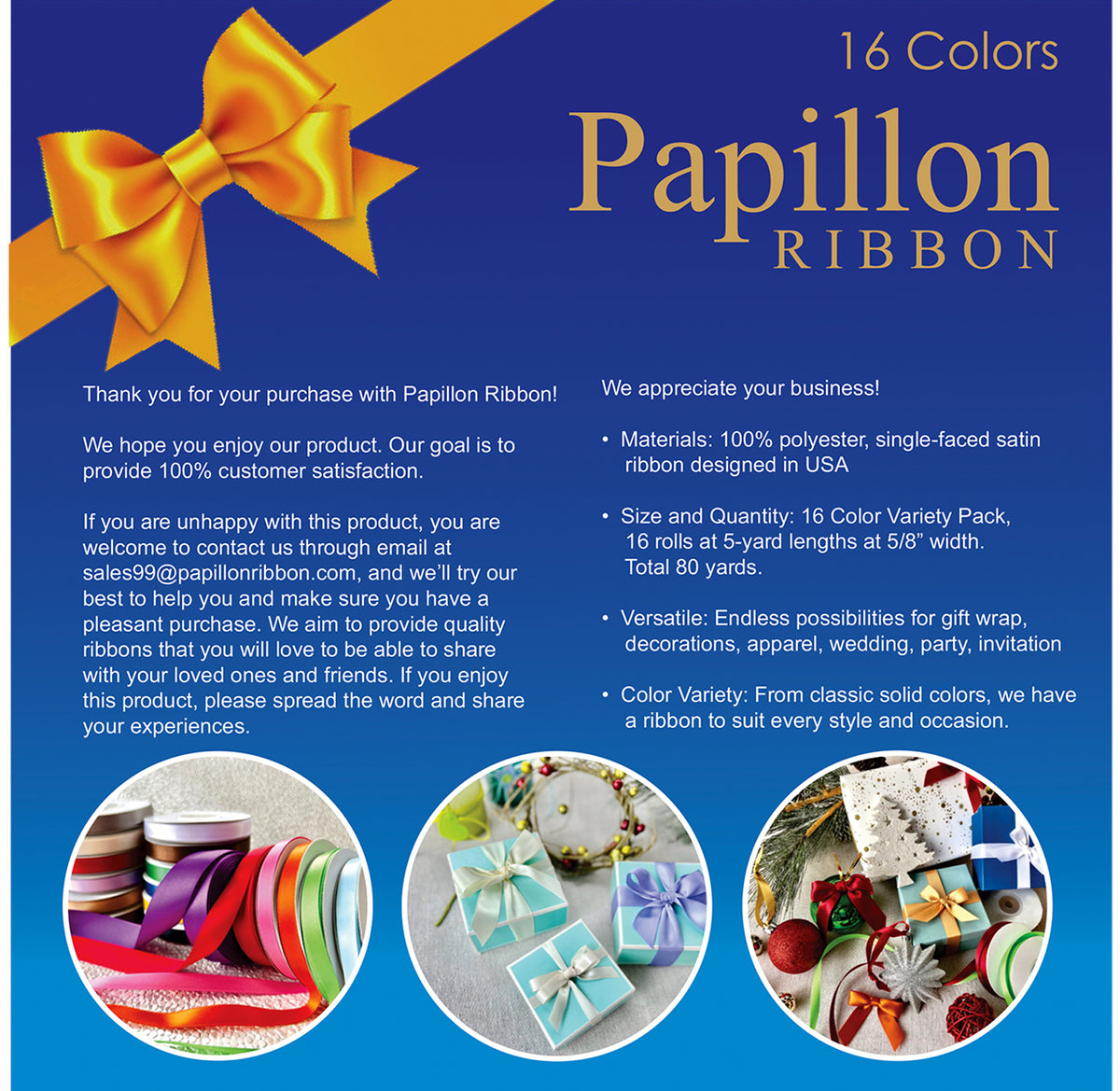 Papillon Packaging 5/8" SFS 16 Colors Ribbon Pack